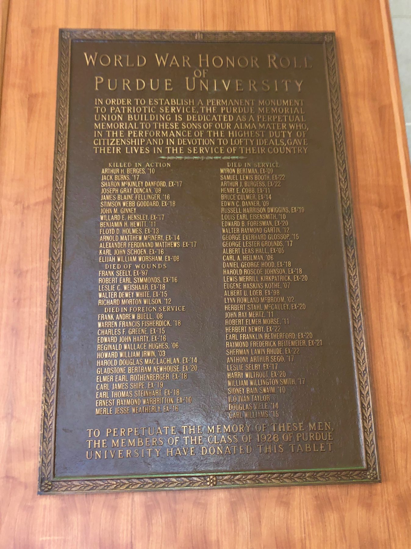 Remembering and Honoring Our Purdue World War I Veterans Who Gave Their ...